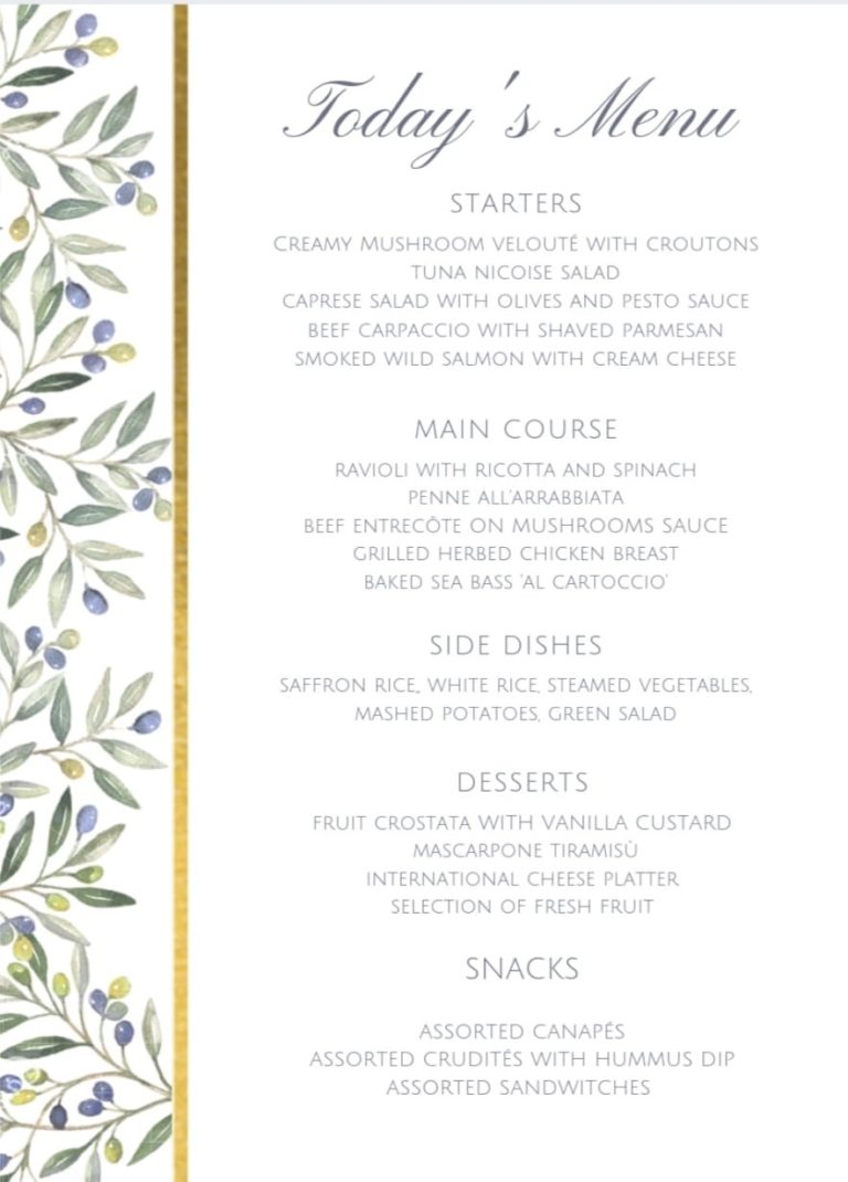 How to prepare a menu - Private Jet Coach